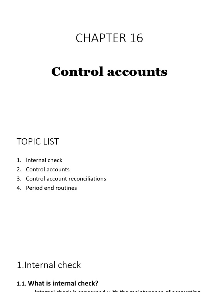 Control Accounts and Internal Checks | PDF | Debits And Credits ...