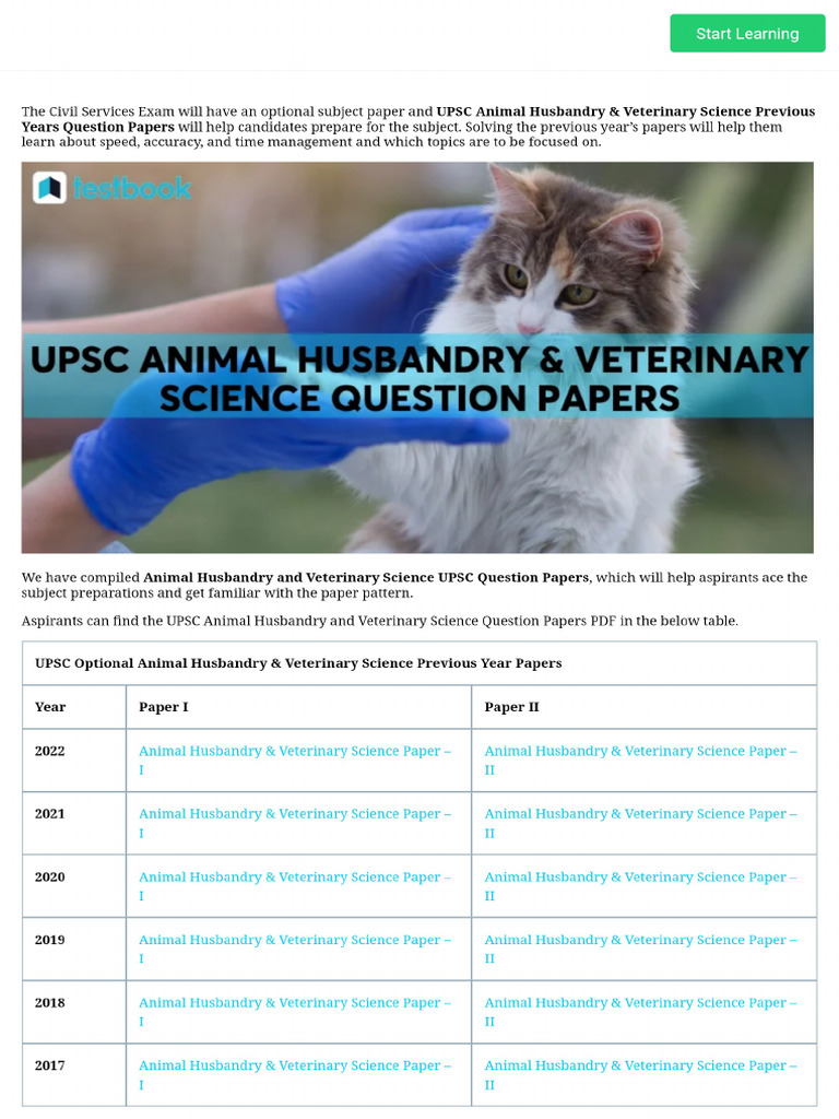 UPSC Animal Husbandry and Veterinary Science Question Papers | PDF