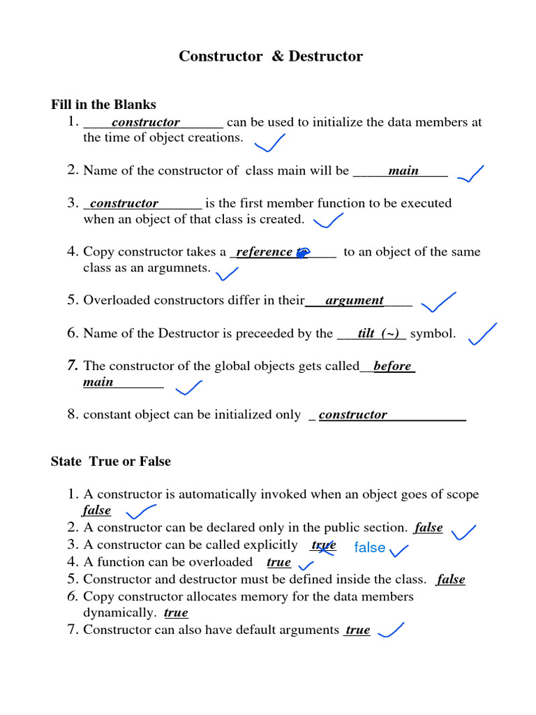 Constructors&destructor 1 | PDF | Constructor (Object Oriented ...