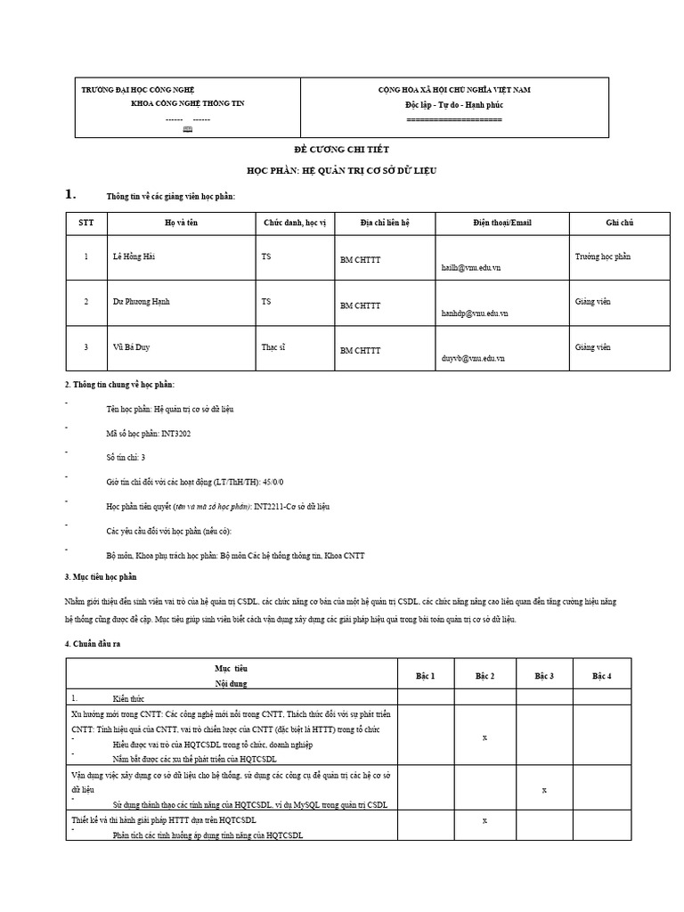 INT3202 - He Quan Tri CSDL - VI | PDF