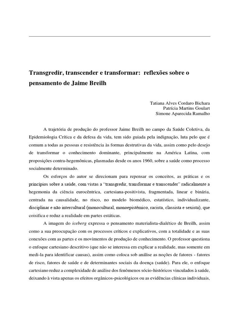 Transgredir, Transcender e Transformar | PDF | Sociologia | Pensamento