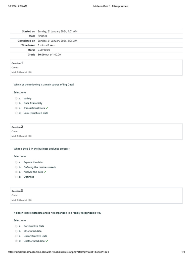 Midterm Quiz 1_ Attempt review 1 | PDF | Analytics | Scientific Method
