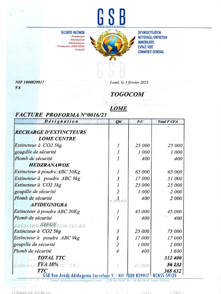 Facture Proforma TOGOCOM | PDF