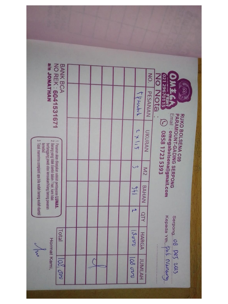 Dapil 6 - Nanang Kurniawan - Nota Transaksi | PDF