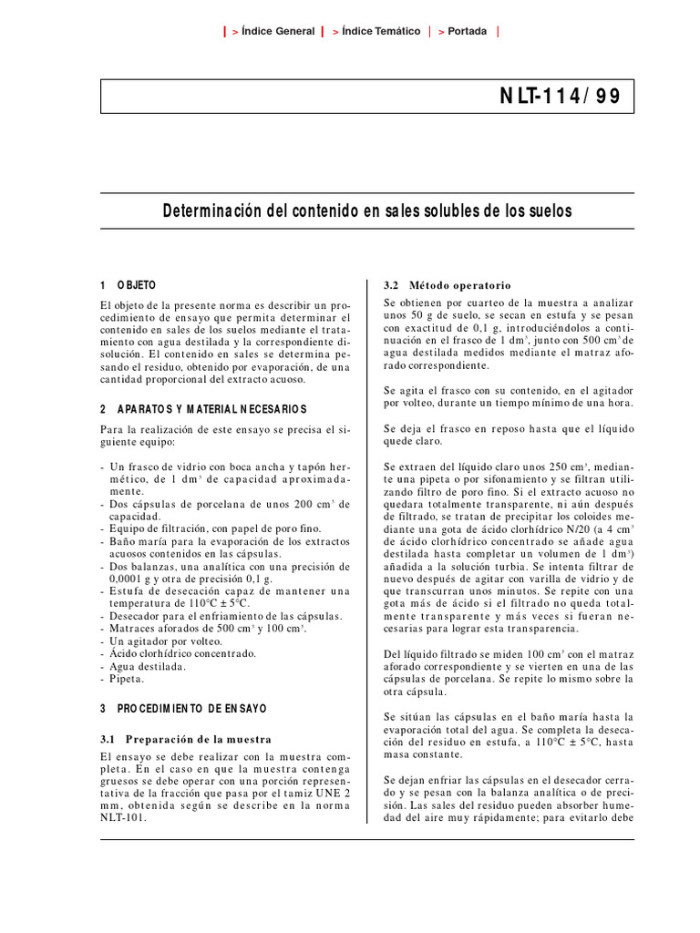 NLT 114 99 | PDF | Solubilidad | Agua