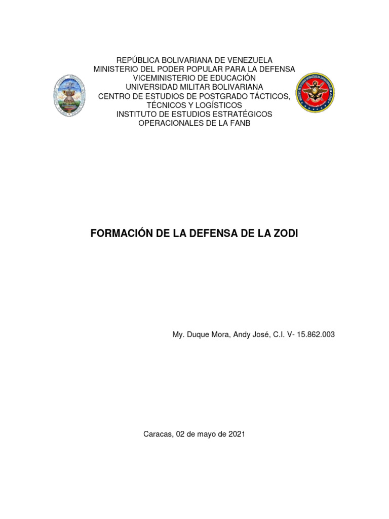 Formación de Defensa en la ZODI | PDF | Militar | Guerra