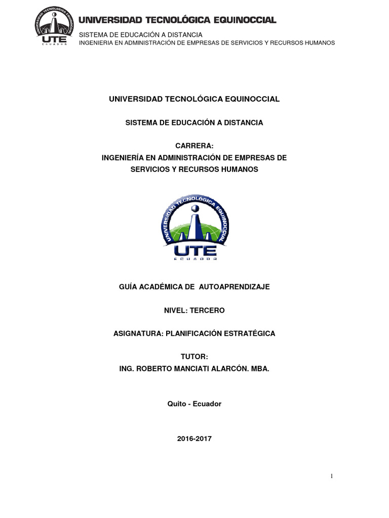Ute - Plan Estrategica 3-Qto - Guia | PDF | Planificación estratégica ...