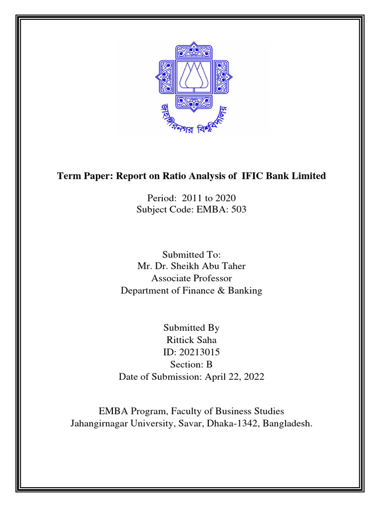 20213015-IFIC-Rittick Saha | PDF | Equity (Finance) | Deposit Account