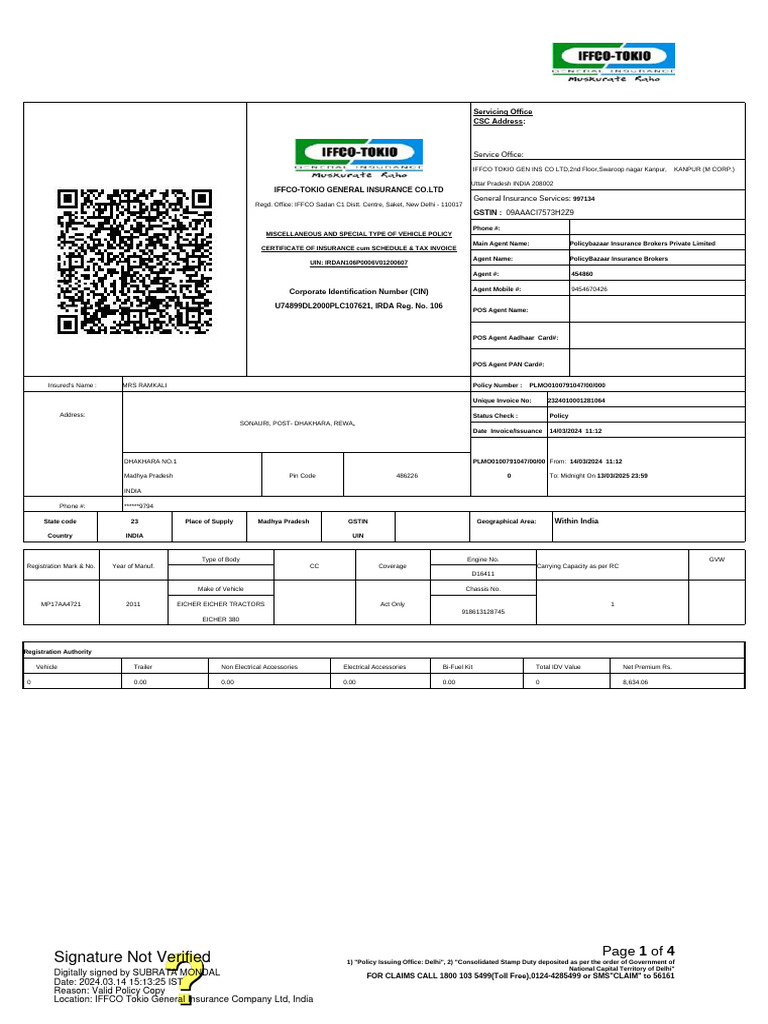 ITGI CVI Policy Schedule Document PLMO010079104700000 3722770 | PDF ...