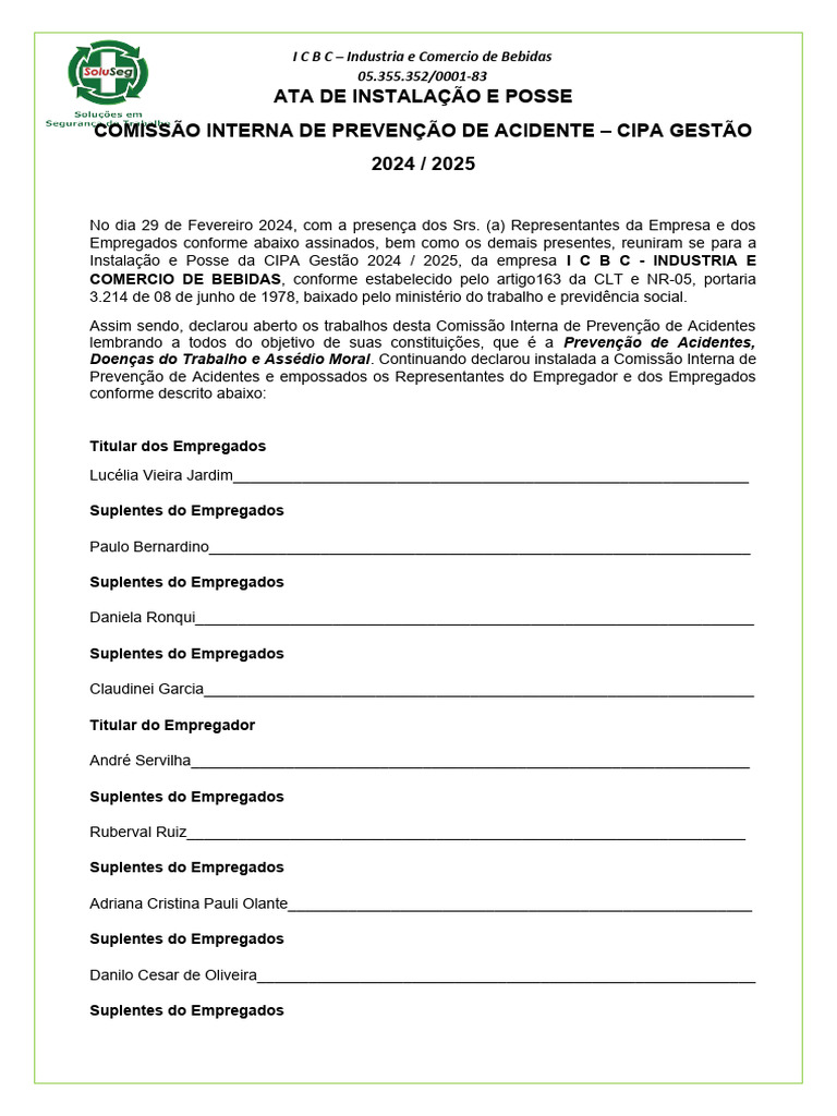 Ata de Instalação e Posse Conquista 2024 - 2025 | PDF | Carreira e ...