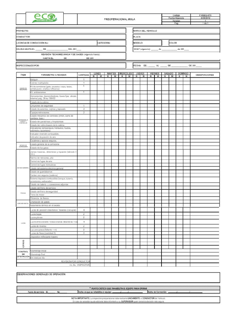 Inspeccion Mulas | PDF