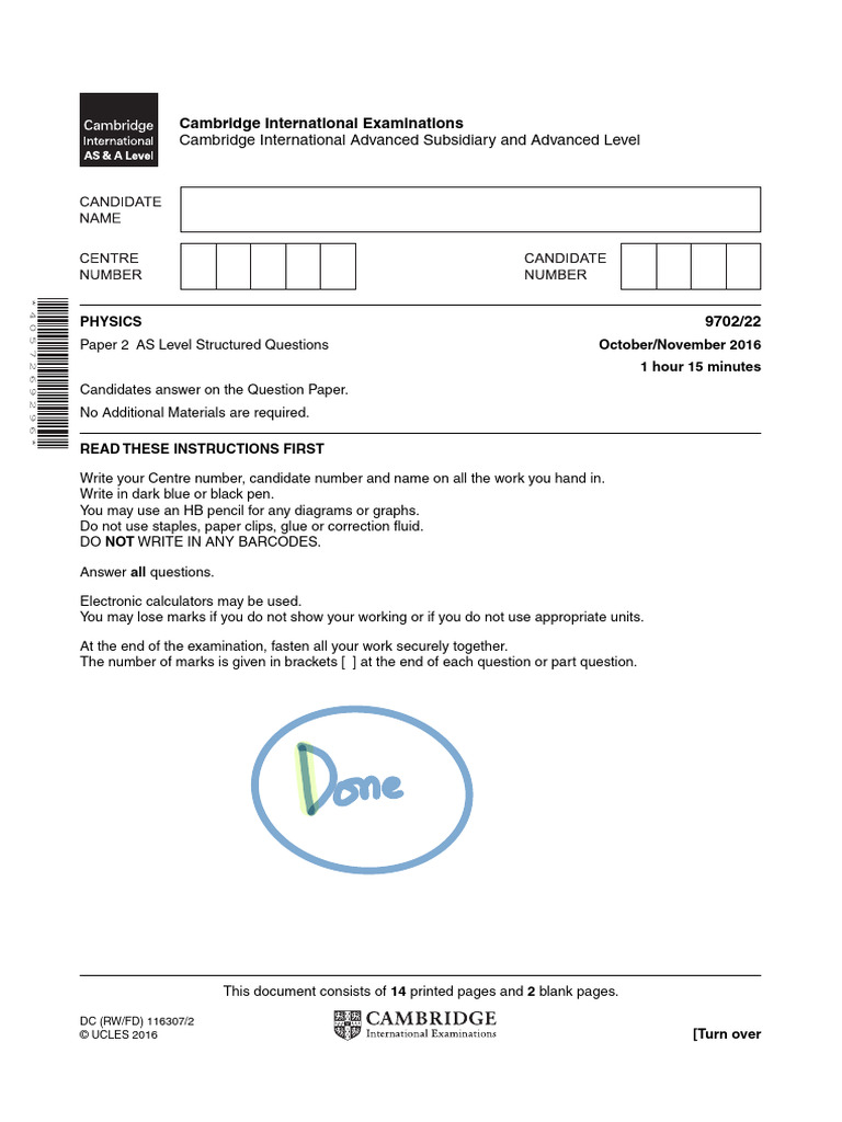 Cambridge International Advanced Subsidiary and Advanced Level | PDF | Wavelength | Beam (Structure)