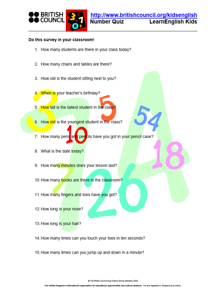 Kids Print Number Quiz | PDF | Career & Growth