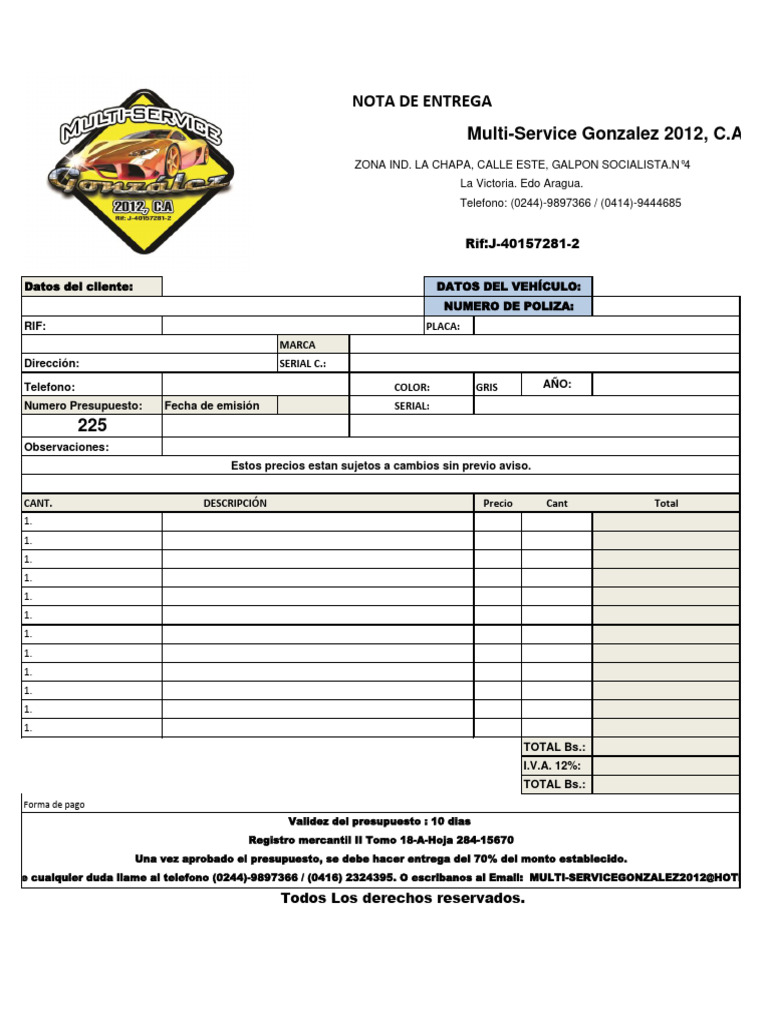 Nota de Entrega | PDF