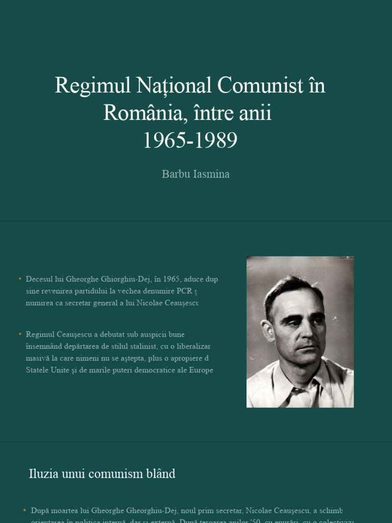Regimul Național Comunist În România, Între Anii 1965-1989 | PDF