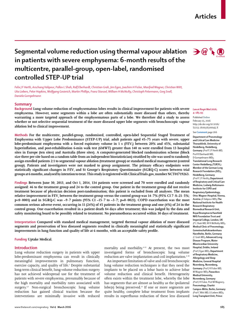 Segmental Volume Reduction Using Thermal Vapour Ablation in P - 2016 ...