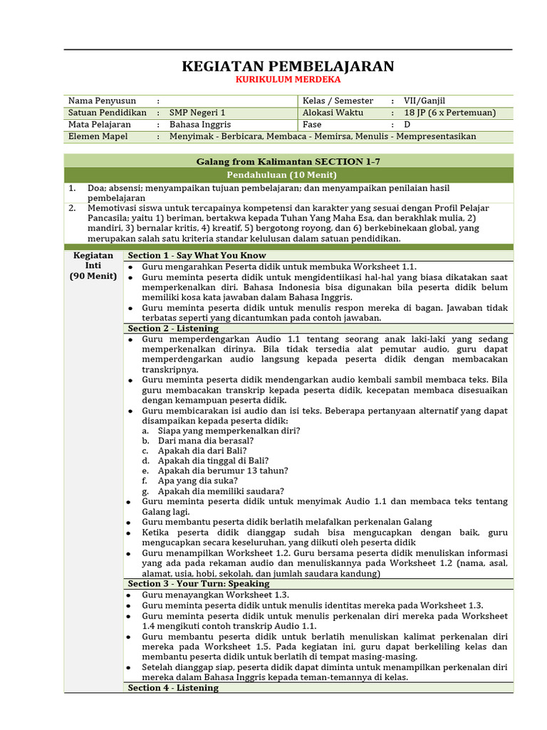 1.2 Kegiatan Pembelajaran (Sec 1-7) | PDF | Karier & Perkembangan