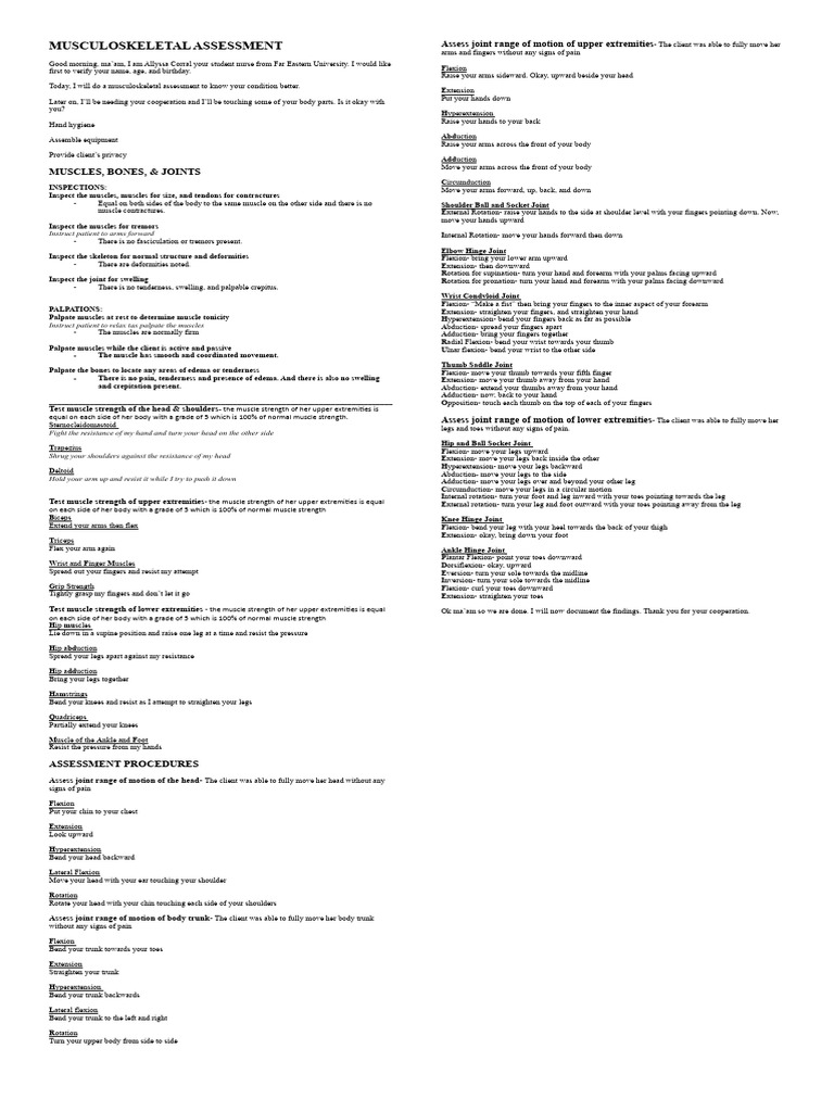 Musculoskeletal Retdem Script | PDF | Anatomical Terms Of Motion ...