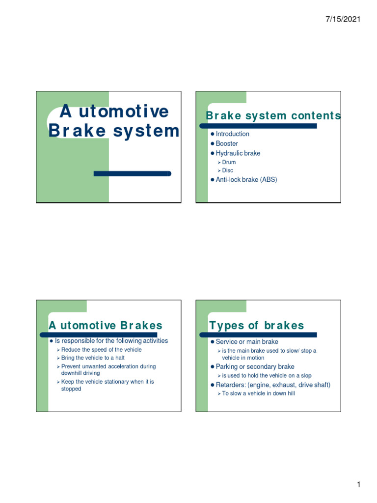 Brake System | PDF | Brake | Anti Lock Braking System