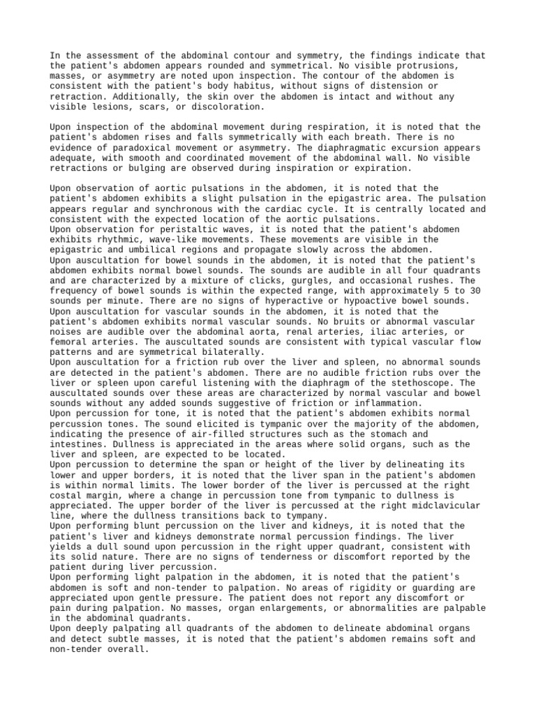 Health Assessment Script Retdem | PDF | Abdomen | Medical Specialties