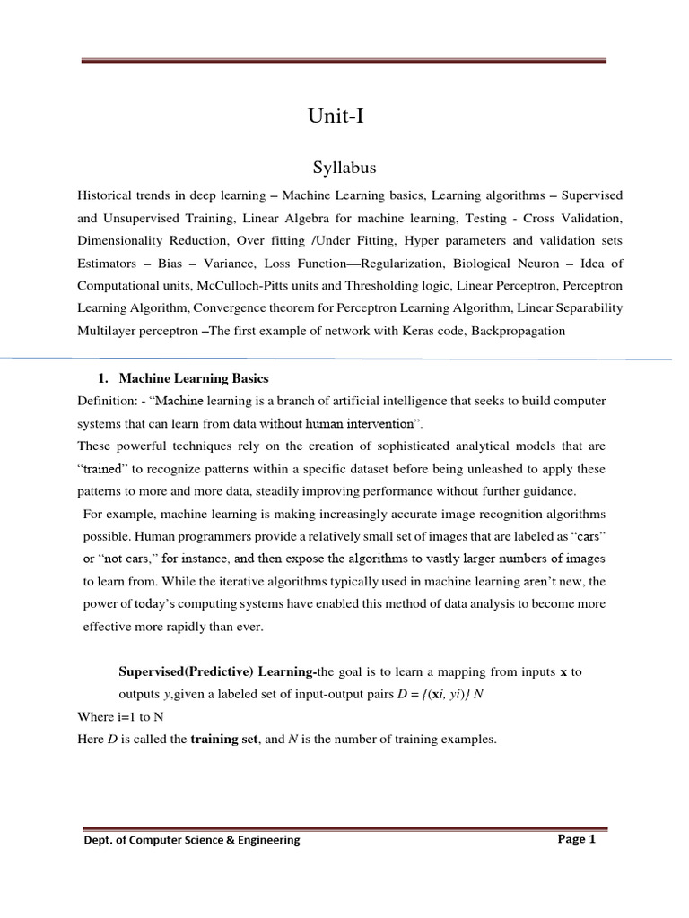 DUnit I | Download Free PDF | Principal Component Analysis | Machine Learning