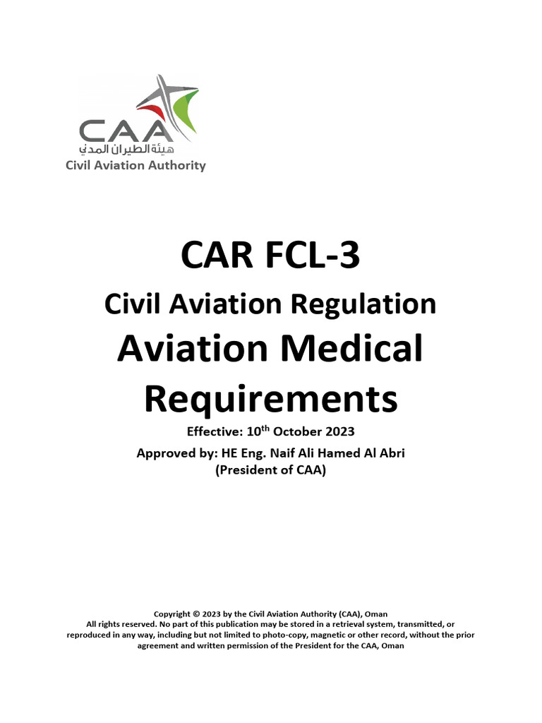 CAR-FCL3 - Aviation Medical Requirements - (Final Approved - v0.37 ...