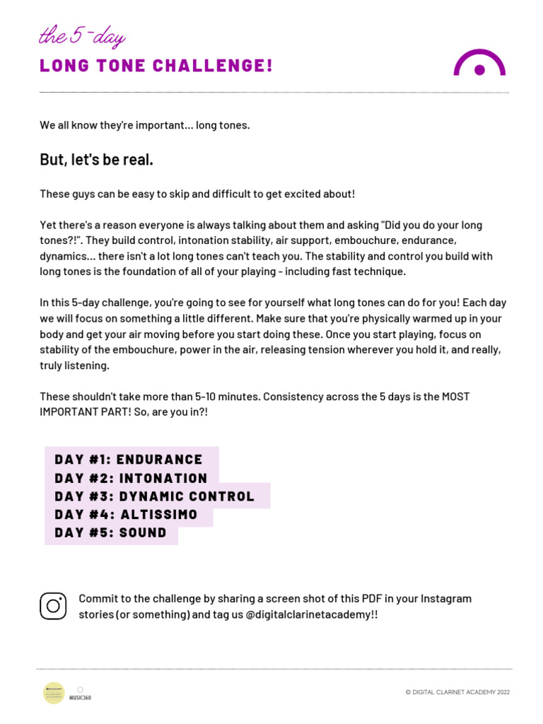 Long Tones | PDF | Clarinet | Elements Of Music