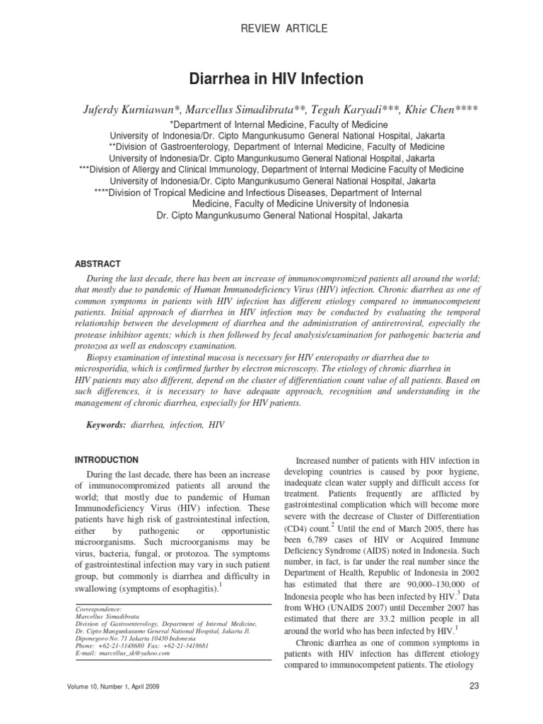 EN Diarrhea in Hiv Infection | PDF | Hiv/Aids | Infection