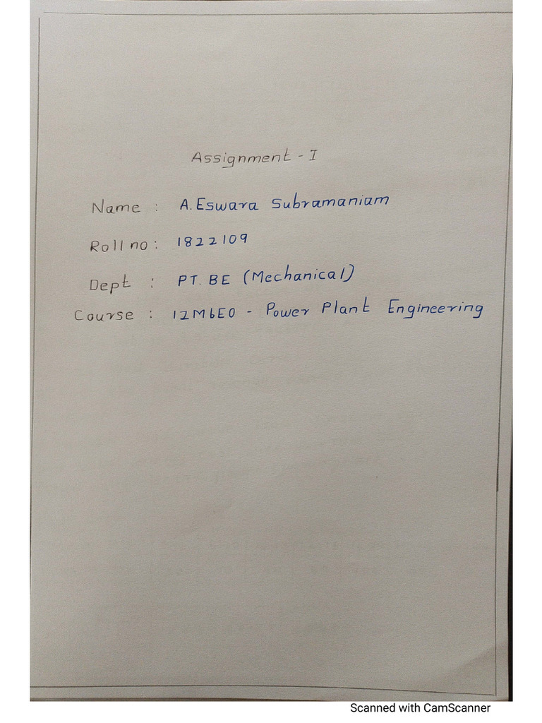 Power Plant Engineering (Assignment - 1) | PDF