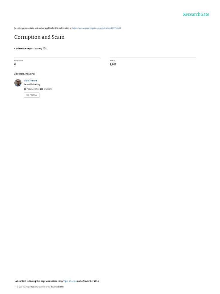 Paper On Corruption Scam | PDF | Indian Black Money | Corruption