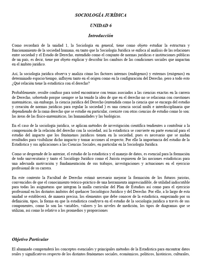 Estadística en Sociología Jurídica | PDF | Muestreo (Estadísticas) | Media