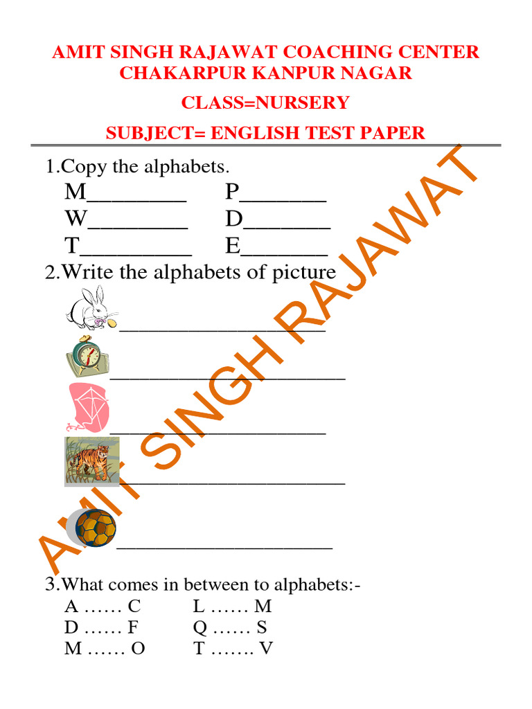 Amit Singh Rajawat Class Nursary | PDF