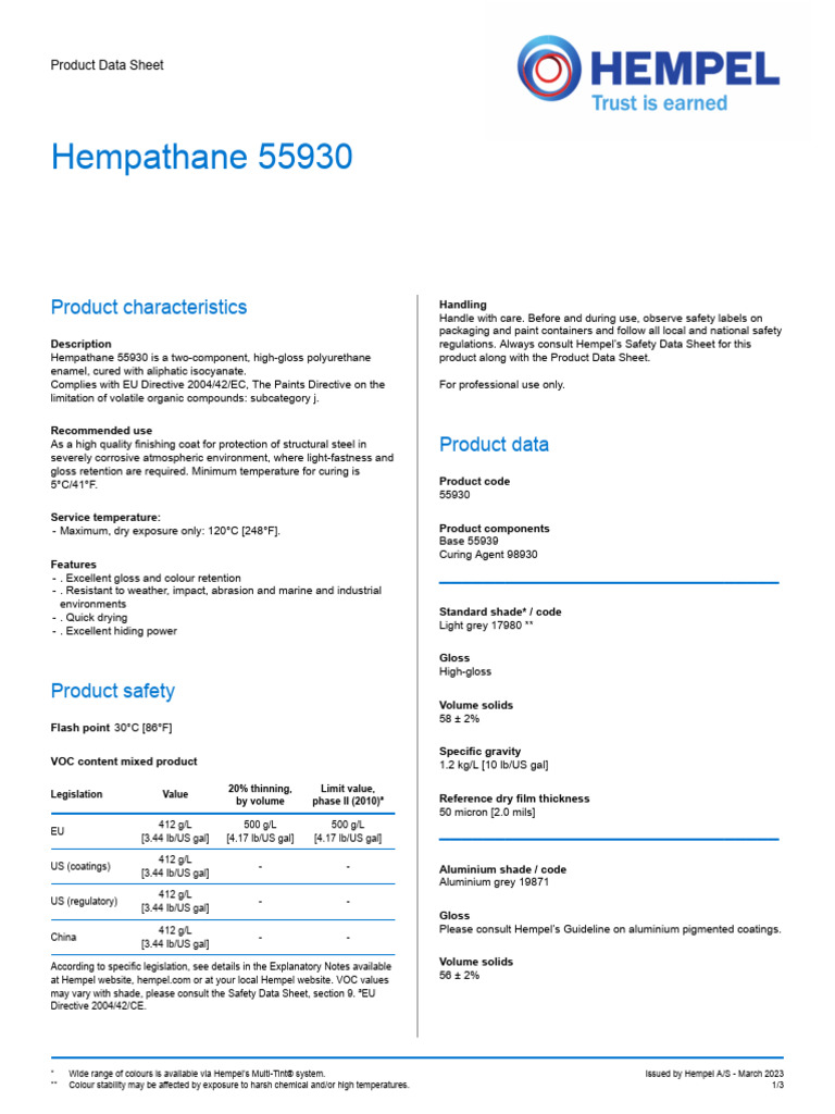 Hempathane 55930 | PDF | Humidity | Paint