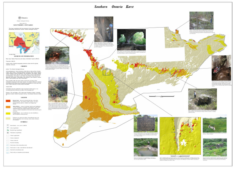 Karst Map of Southern Ontario | PDF | Cave | Sinkhole