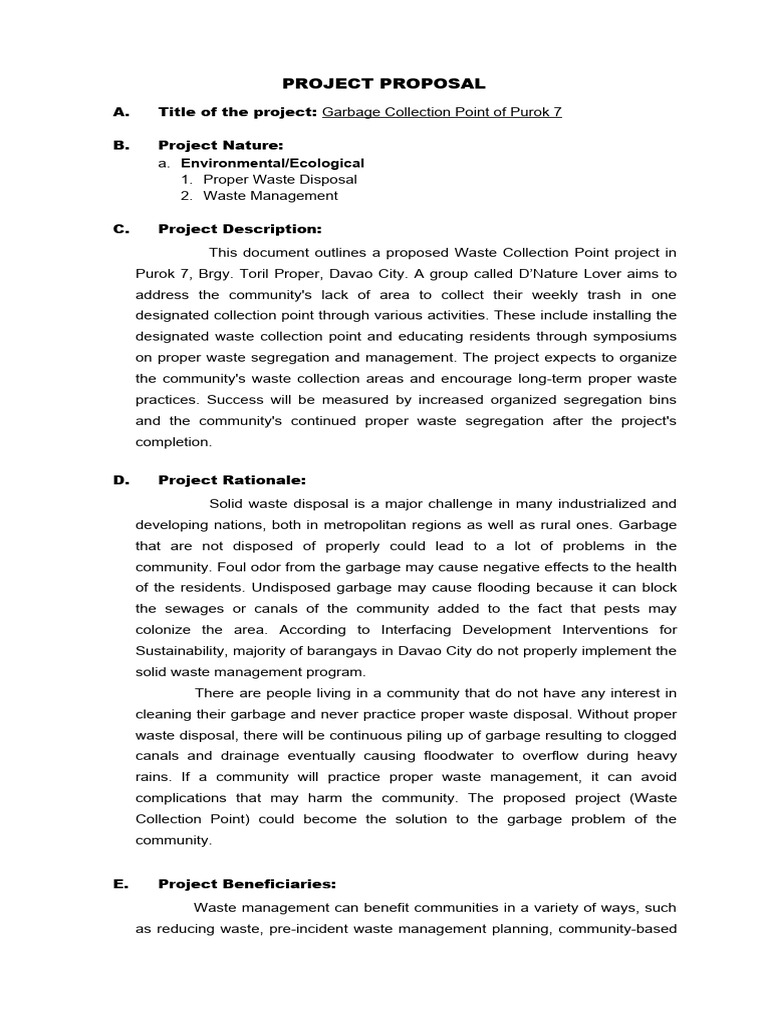 Project Proposal NSTP 2 | PDF | Waste | Waste Management