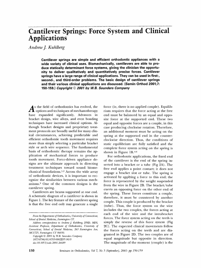 SIO2001 Cantilever Springs - Force System and Clinical Applications | PDF | Science & Mathematics
