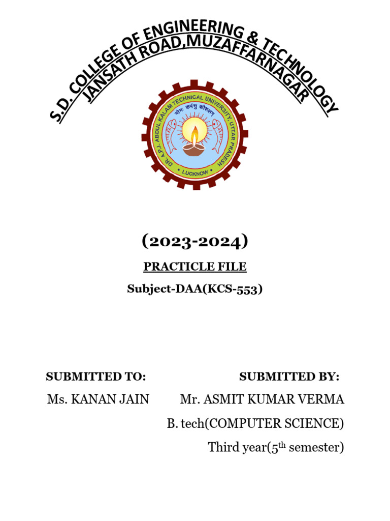 Daa Practicle 1 Pdf Applied Mathematics Theoretical Computer Science