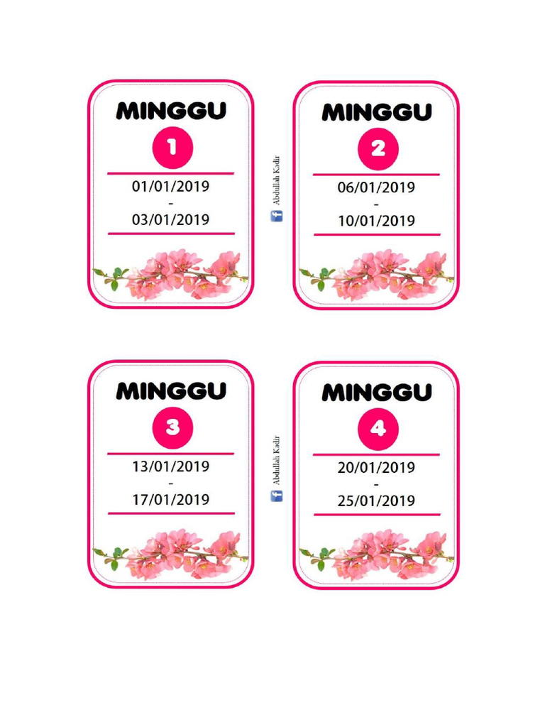 Pembahagi Minggu 2019 | PDF