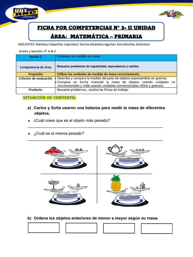 Medidas de Masa para Primaria | PDF | Masa | Cantidades fisicas