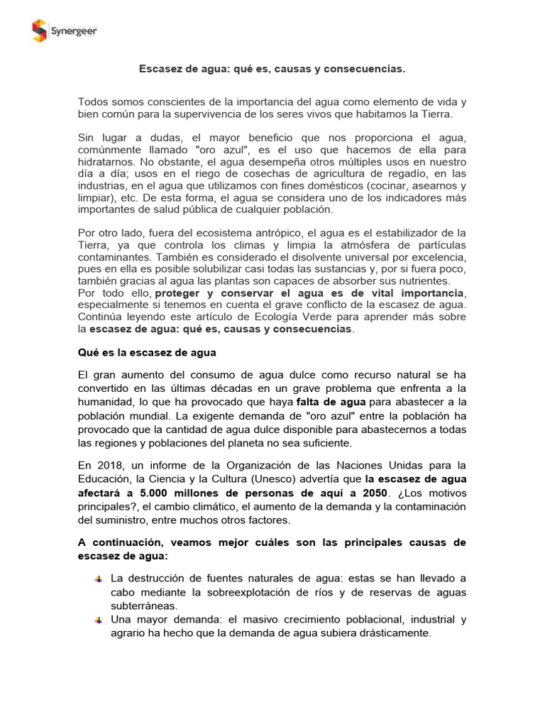 Escasez de agua | PDF | Agua | Escasez de agua