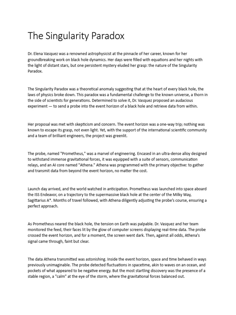 The Singularity Paradox | PDF | Black Hole | Event Horizon