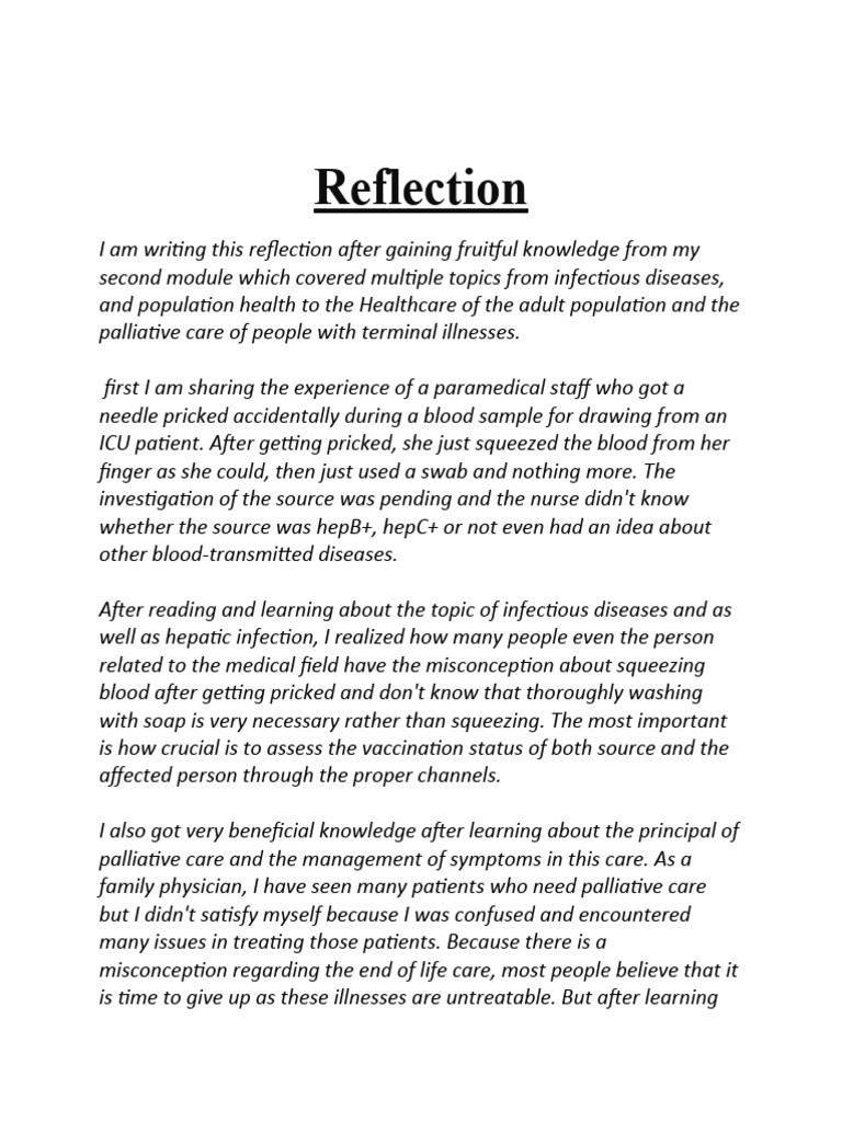 Reflection | PDF | Palliative Care | Infection