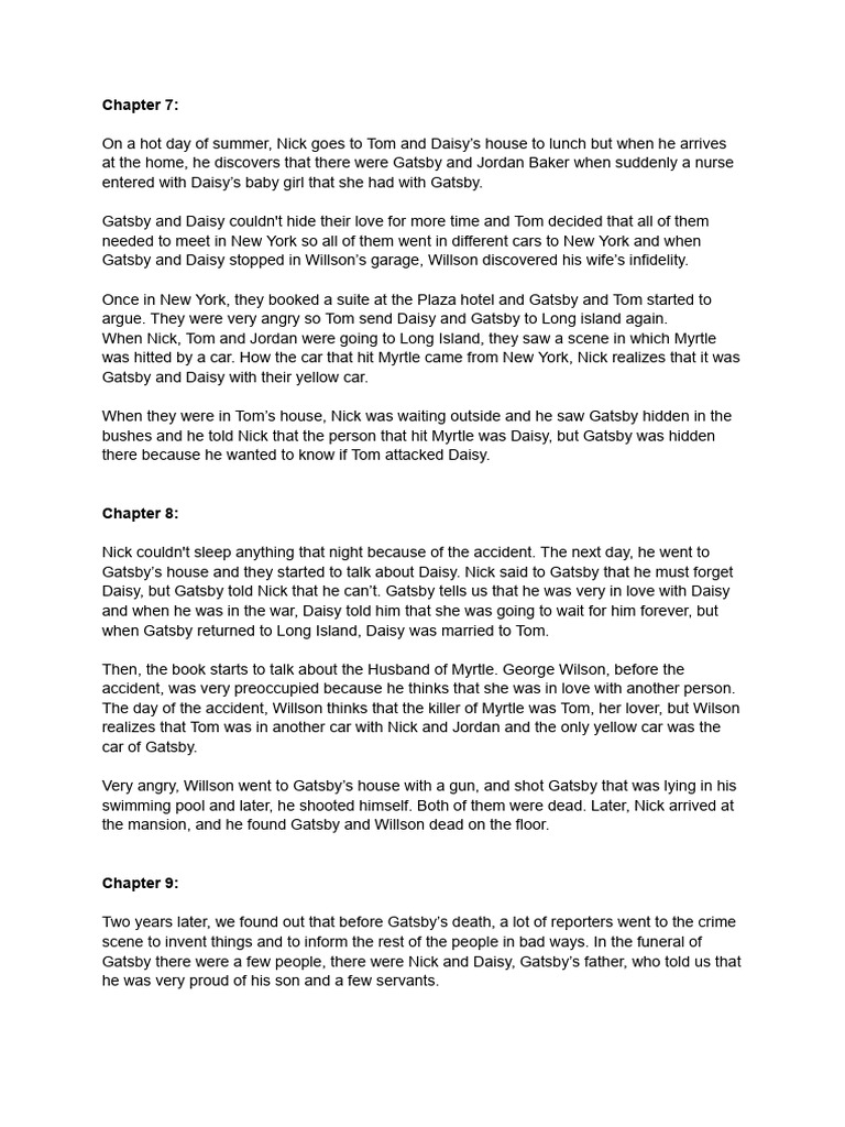 Summary The Great Gatsby 7-9 | PDF | The Great Gatsby