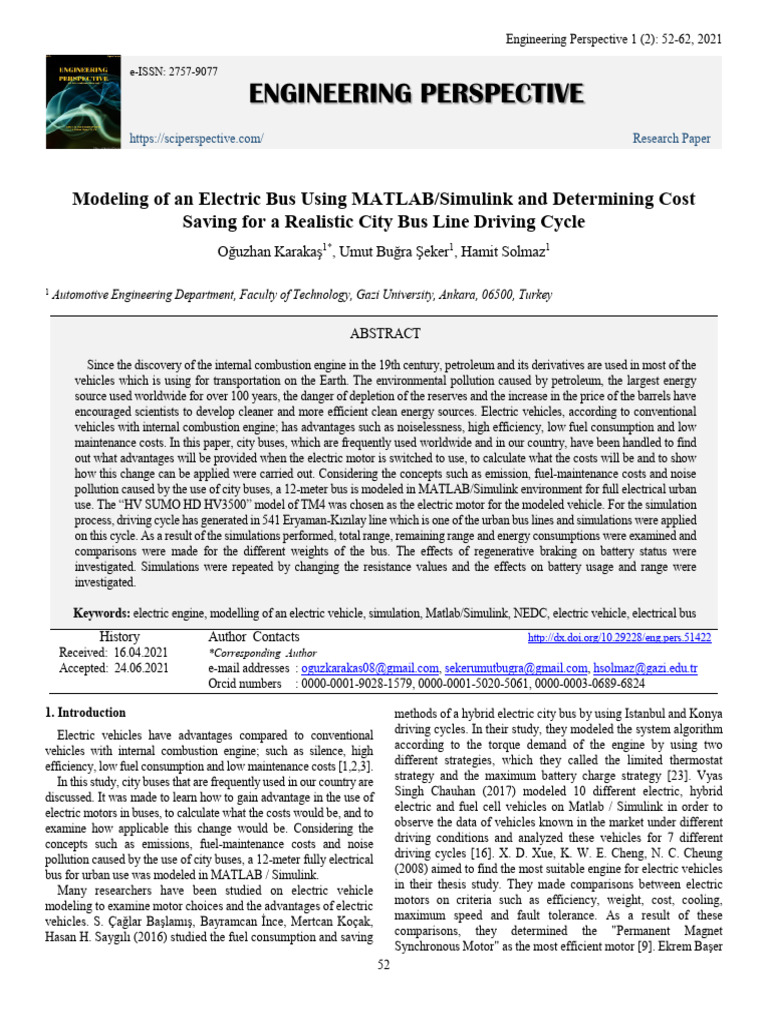 Modeling of An Electric Bus Using MATLAB | Download Free PDF | Engines | Force
