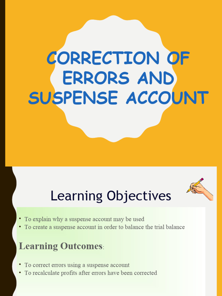 Correcting Errors with Suspense Account | PDF | Debits And Credits ...