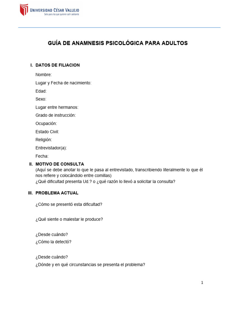 Anamnesis Guia | Descargar gratis PDF | Adultos | Reproducción humana