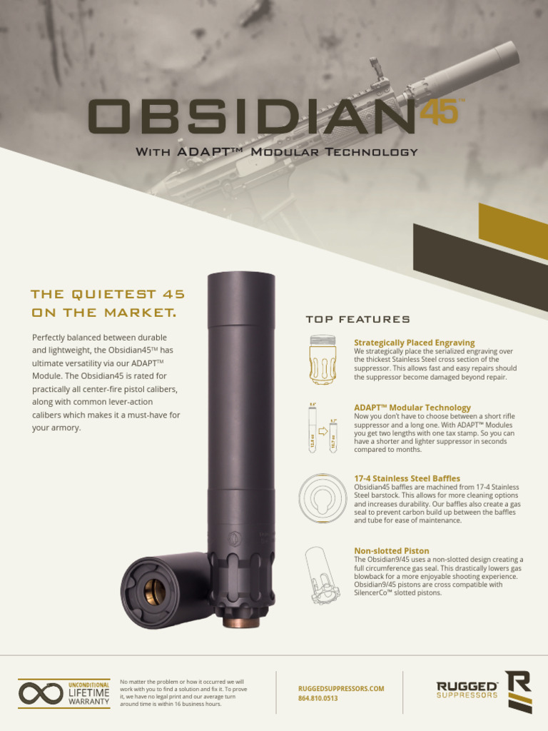 Obsidian45 Specifications Sheet | PDF | Flight | Projectile Weapons