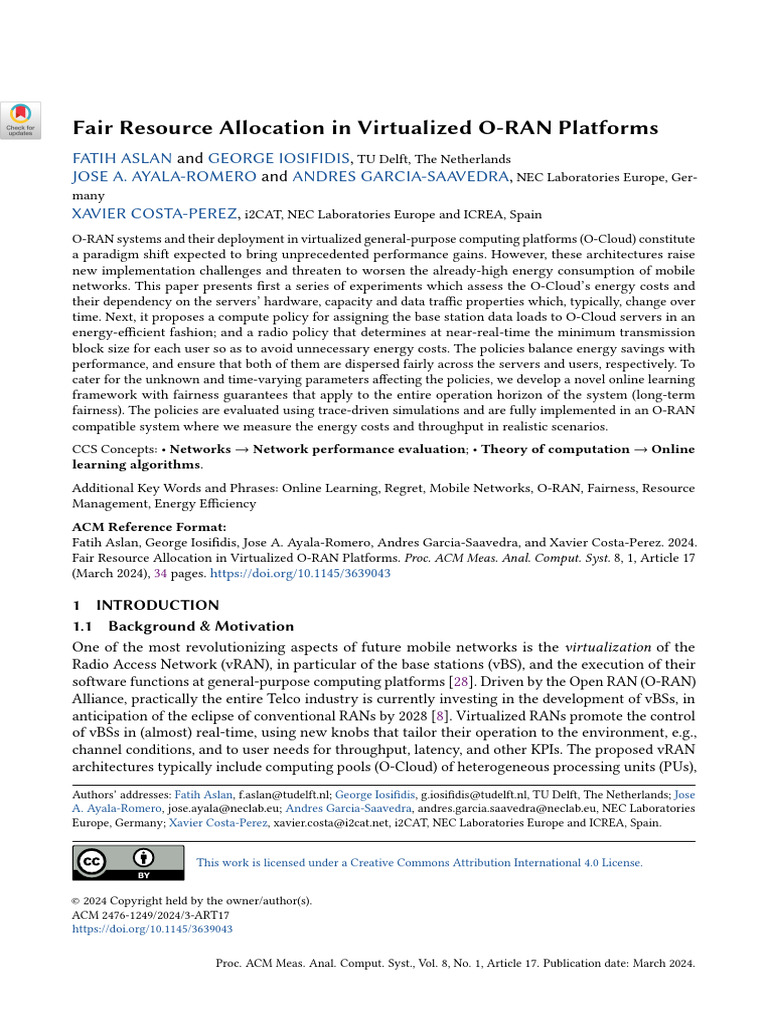 Fair Resource Allocation in Virtualized O-RAN Platforms: And, And | PDF | Mathematical ...