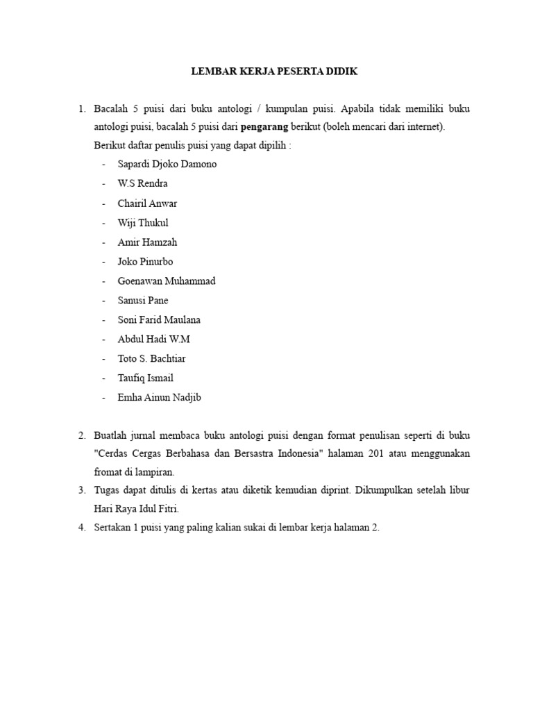 LKPD - Membaca Puisi 3 | PDF | Puisi