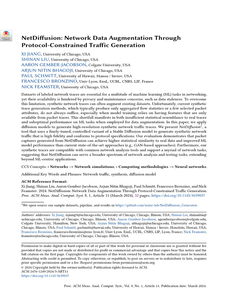 Netdiffusion: Network Data Augmentation Through Protocol-Constrained Traffic Generation | PDF ...